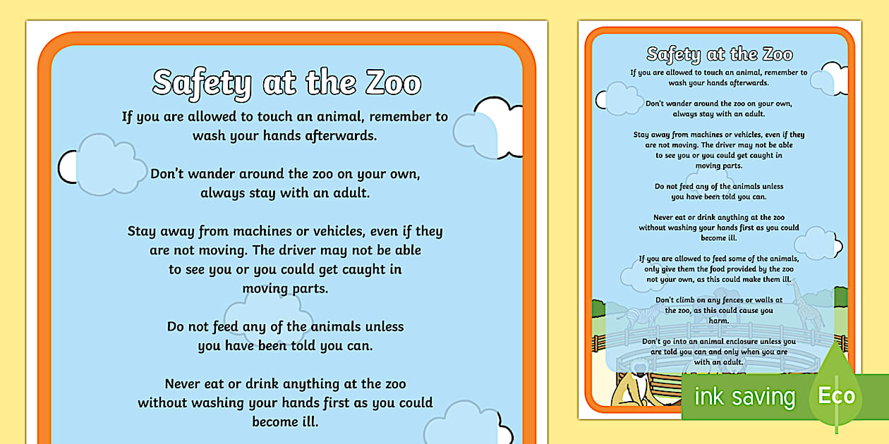 Zoo Poster | Staying Safe at the Zoo (teacher made) - Twinkl