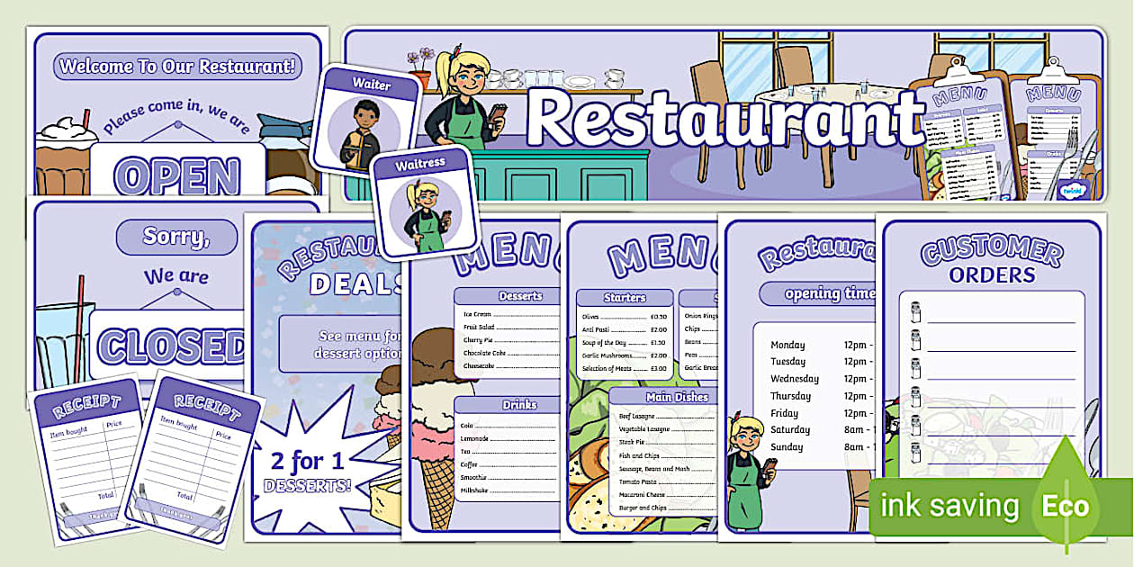Editable Restaurant Role Play Pack (teacher made) - Twinkl