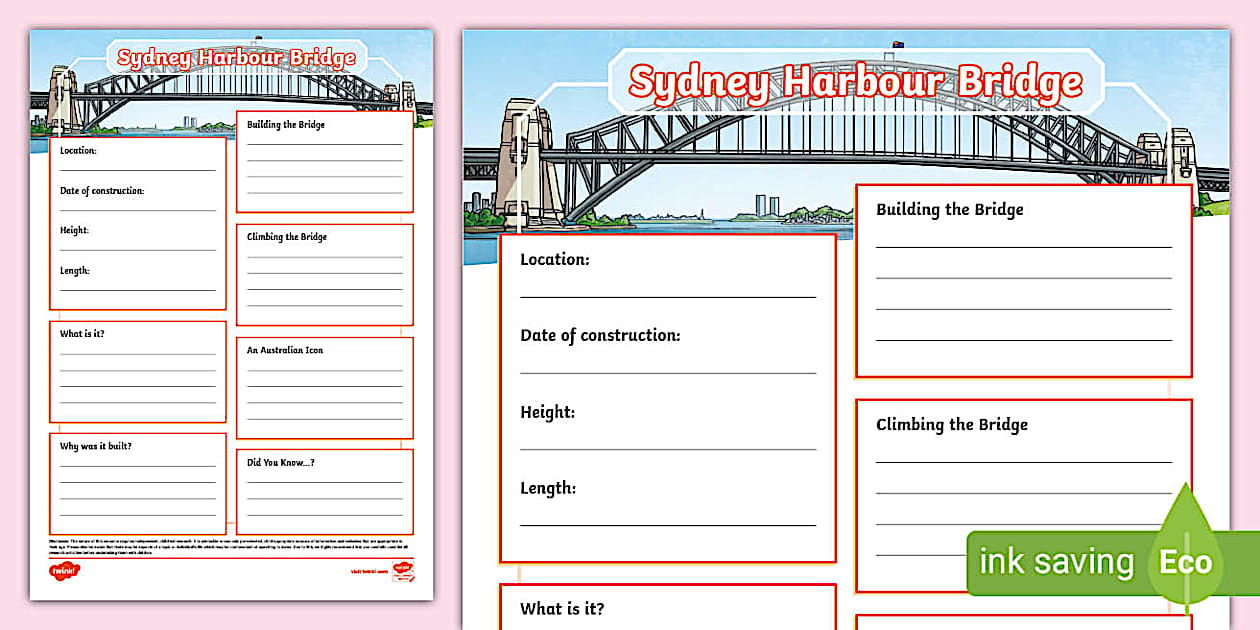 Sydney Harbour Bridge Fact File Template (teacher made)