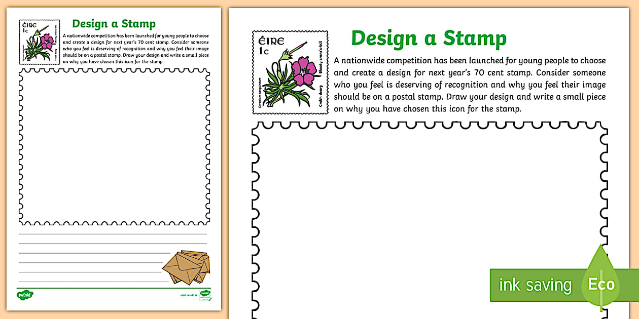 Design Your Own Postal Stamp Worksheet / Worksheet - Twinkl