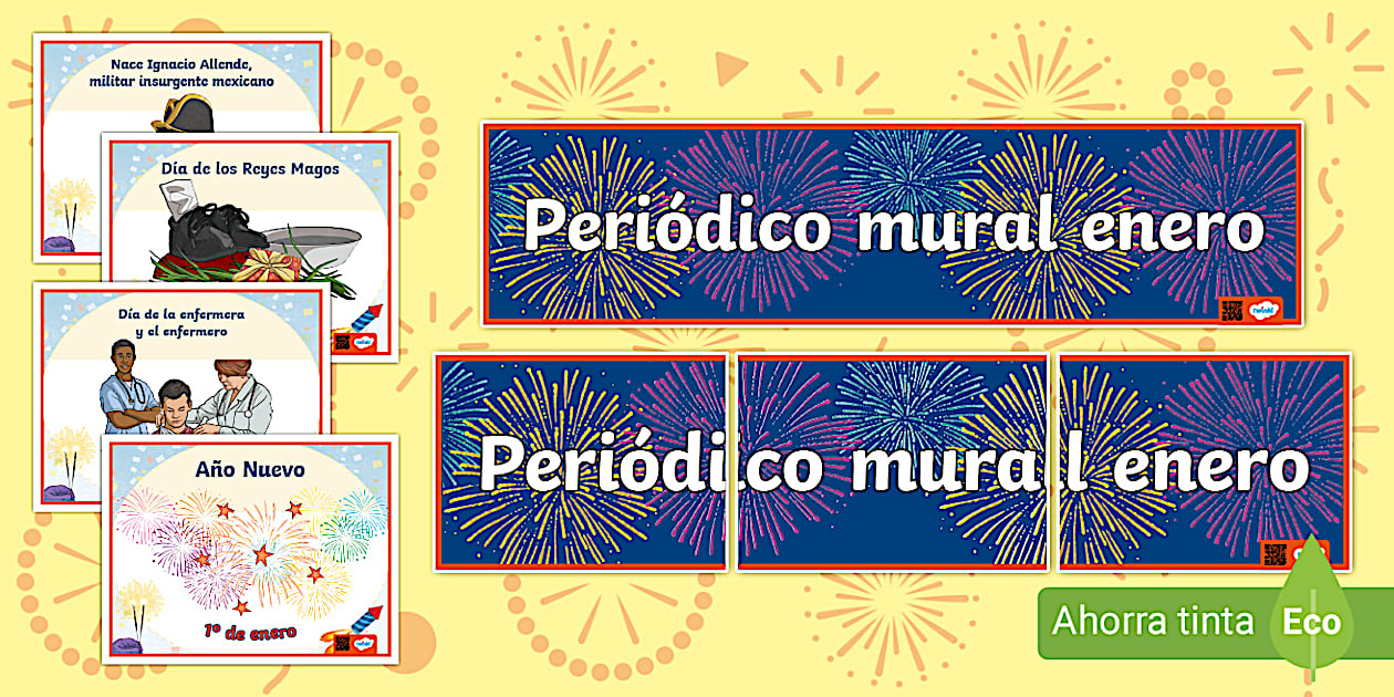 Periódico mural de enero (Hecho por educadores) - Twinkl