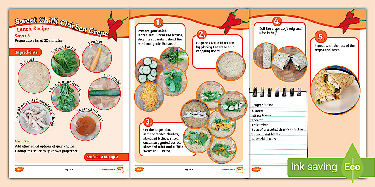 Sweet Chilli Chicken Crepes Lunch Recipe | EYLF Food