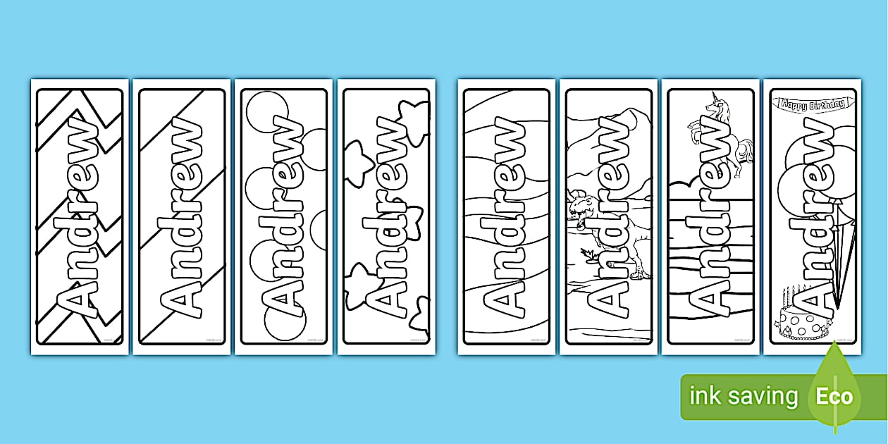 Andrew Name Simple Colouring Bookmarks (teacher made)