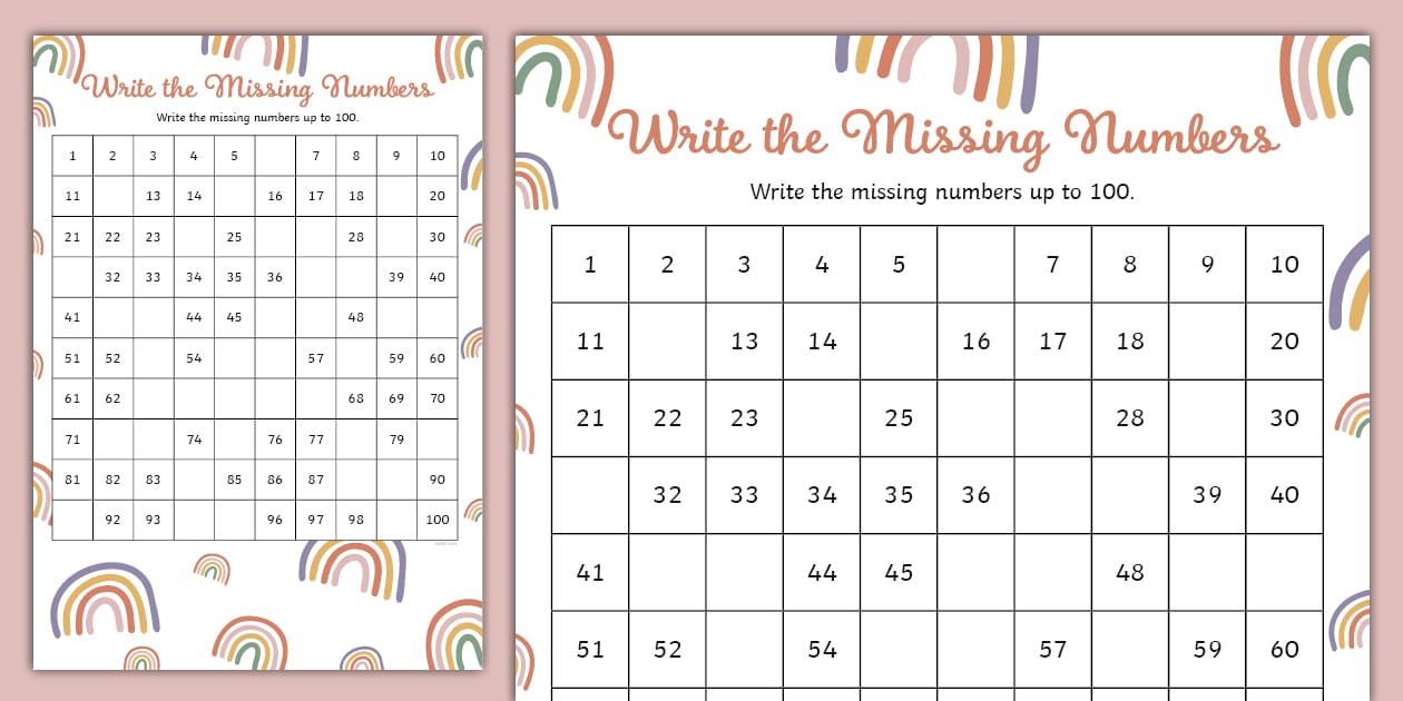 👉 Muted Rainbow Missing Numbers Worksheet (Teacher-Made)