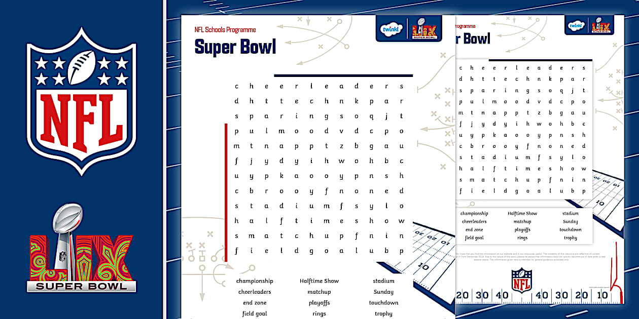 NFL: Super Bowl – Word Search (teacher made) - Twinkl