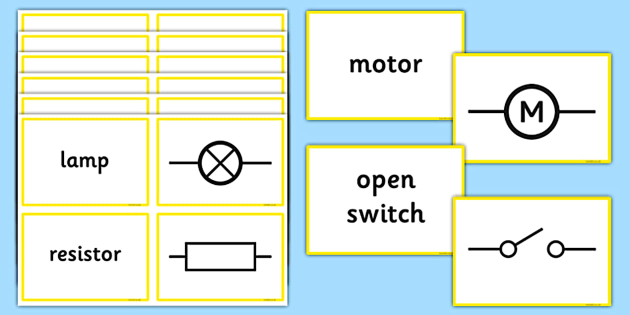 Electric Circuit Symbol Split Cards (teacher made) - Twinkl