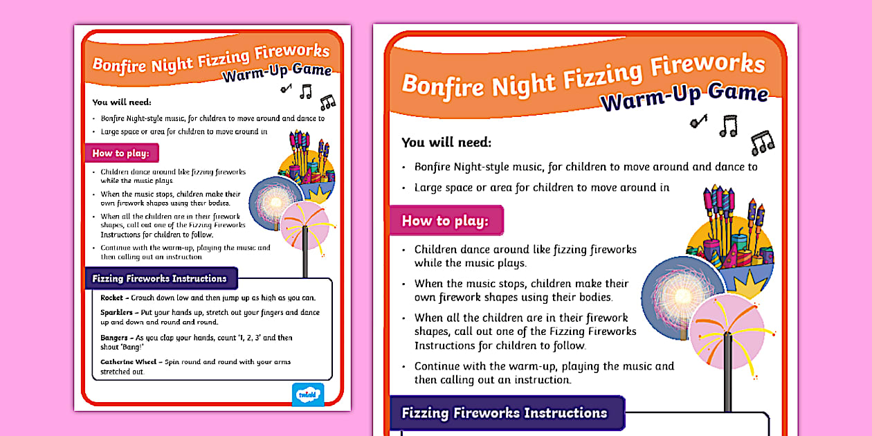 Fizzing Fireworks PE Game I Bonfire Night I Twinkl Move