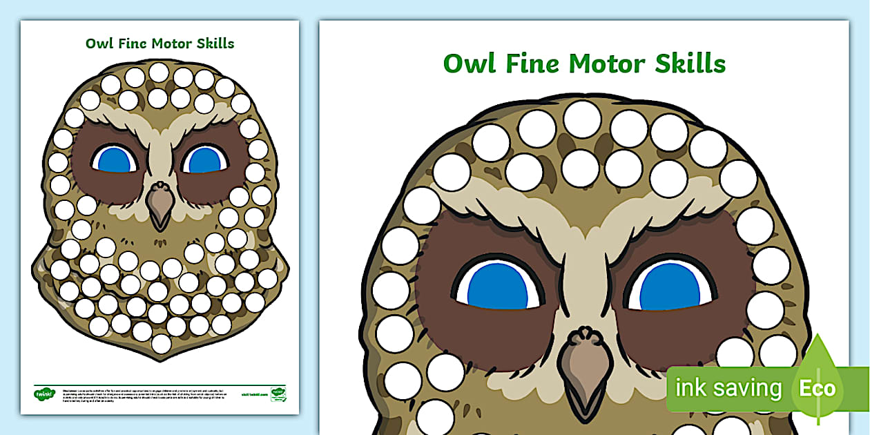 Owl Themed Button Placing Fine Motor Skills Activity