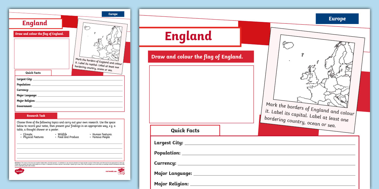 KS2 England Research Activity - KS2 - Twinkl