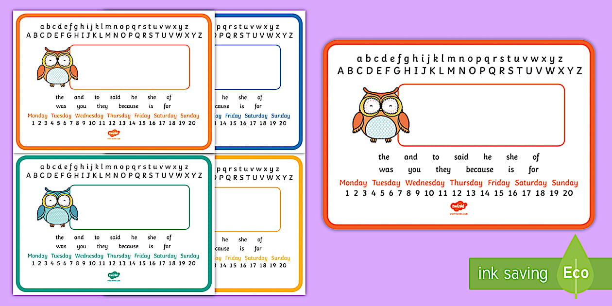 👉 Owl Themed Word Mats - Keywords Placemats Editable