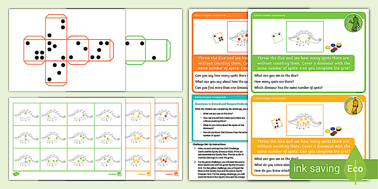 👉 Subitise Irregular Arrangements Chilli Challenges Dinosaurs