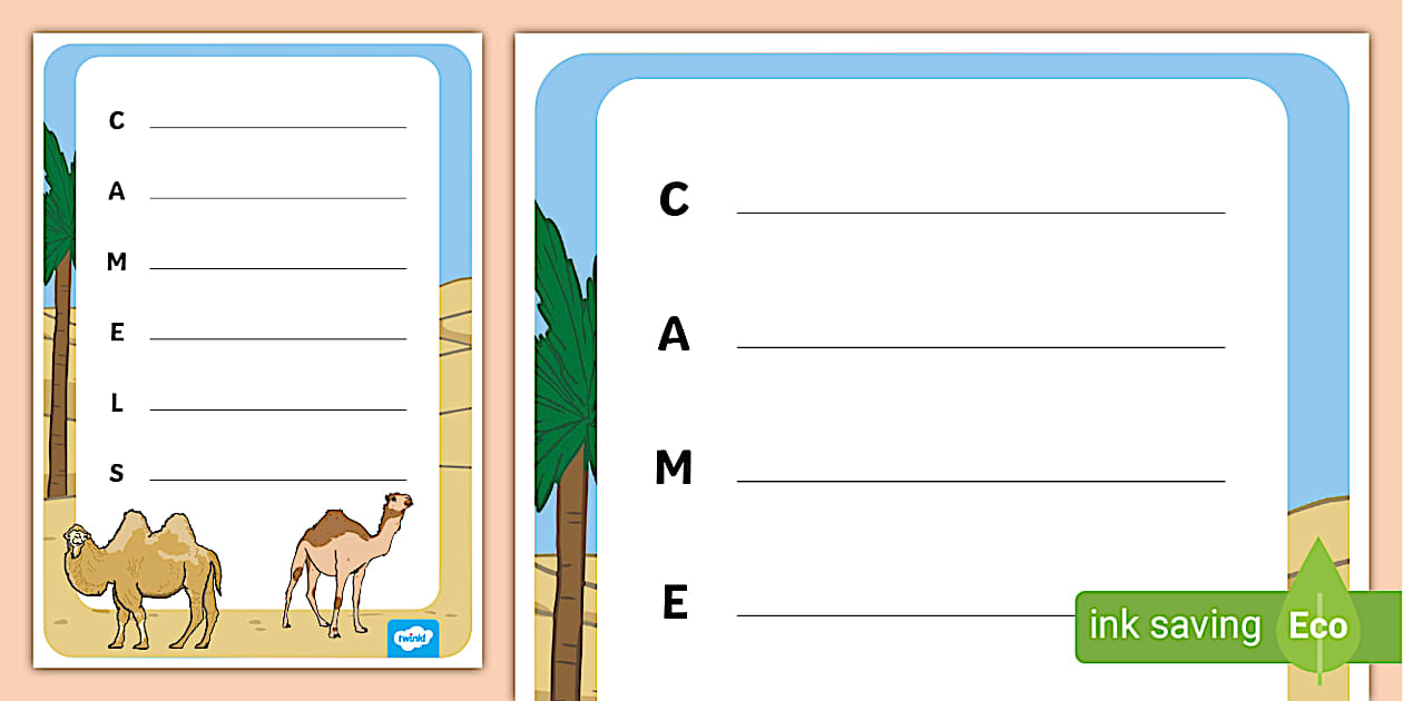Camel Acrostic Poem Template (Hecho por educadores) - Twinkl