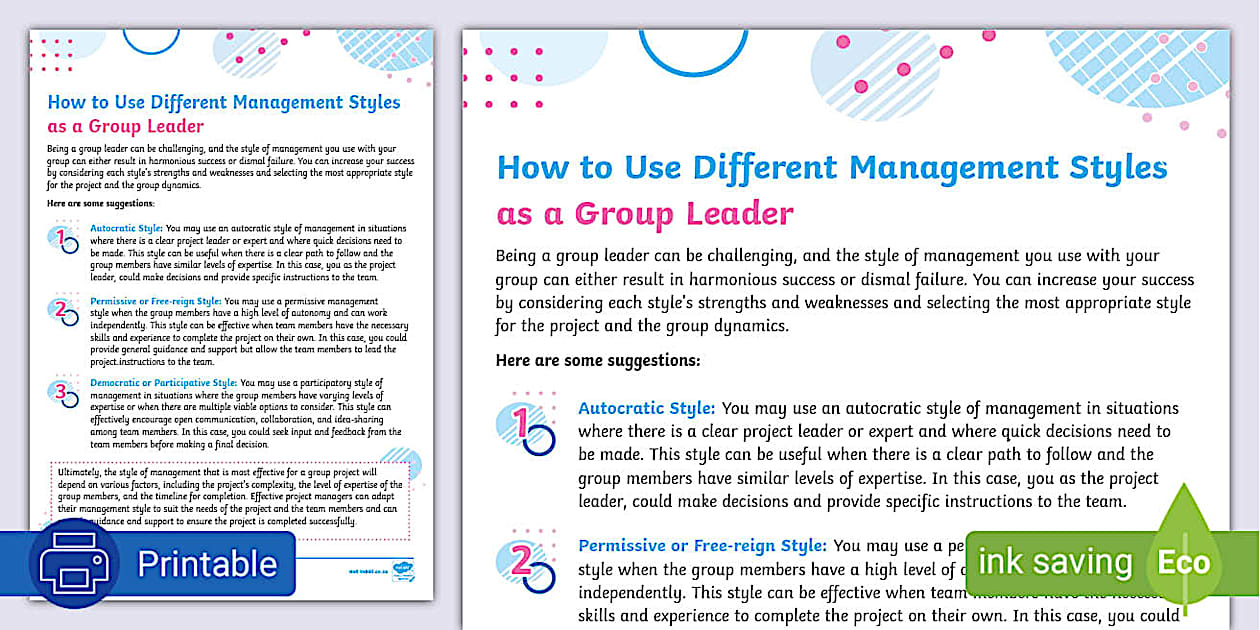 How to Use Different Management Styles as a Group Leader