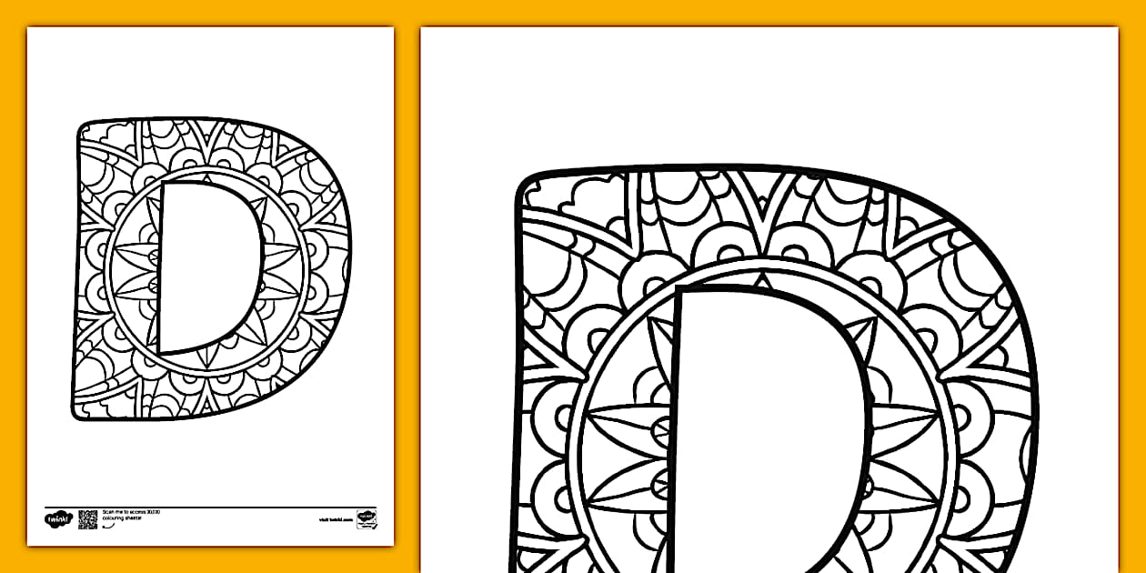 Mandala Letter D Colouring Page (teacher made) - Twinkl