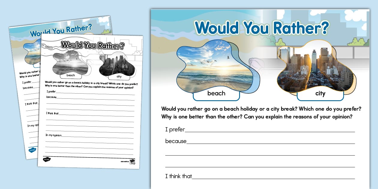 Would You Rather? Beach or City Visit Opinion Template