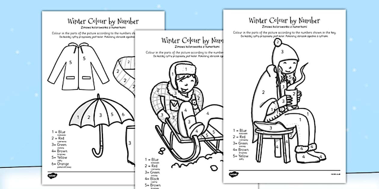 Winter Color by Number Polish Translation (Teacher-Made)