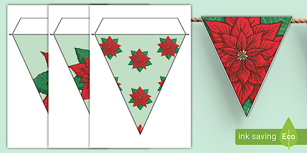 Poinsettia Bunting | Display Items | Twinkl (teacher made)