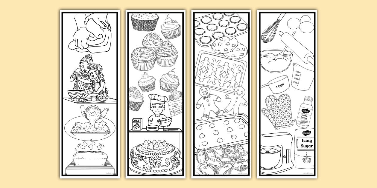 Baking Colouring Bookmarks - Twinkl Bookmarks (teacher made)