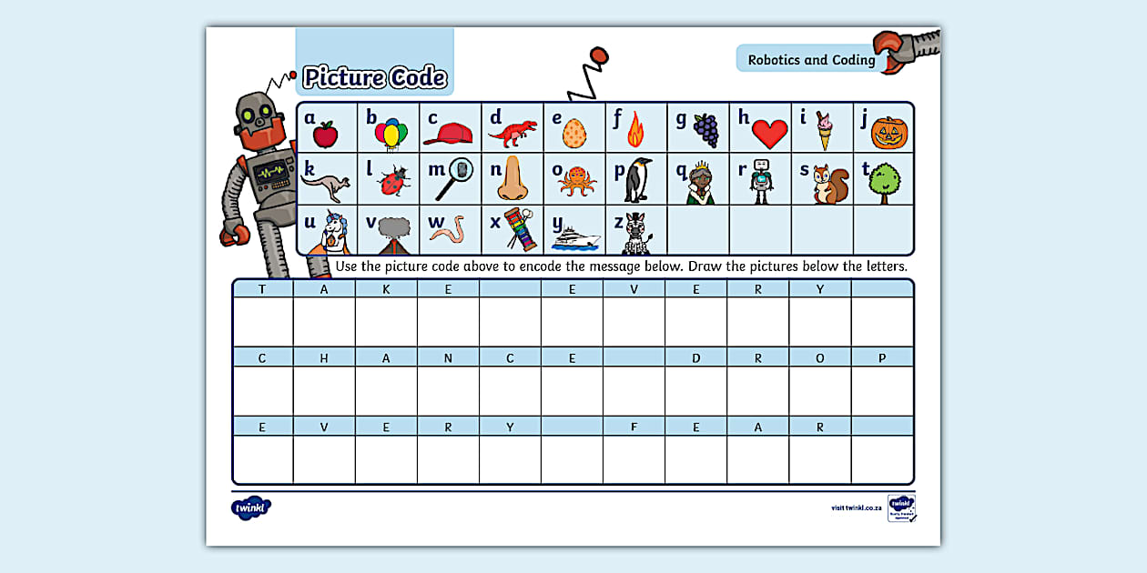 Grade 1 Coding and Robotics - Picture Encoding - Twinkl
