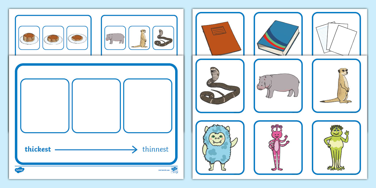 Thick and Thin Worksheet for Kids - Workstation Pack