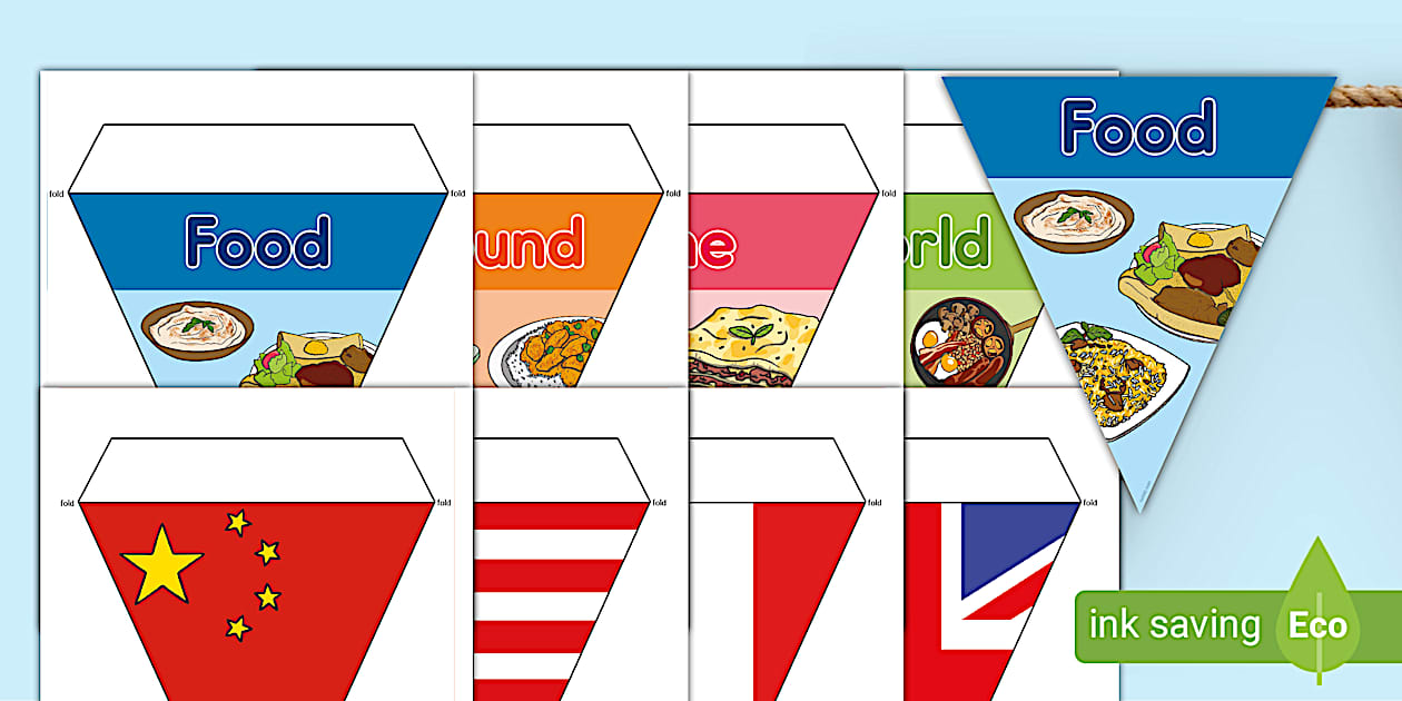 Food Around the World Display Bunting (teacher made)