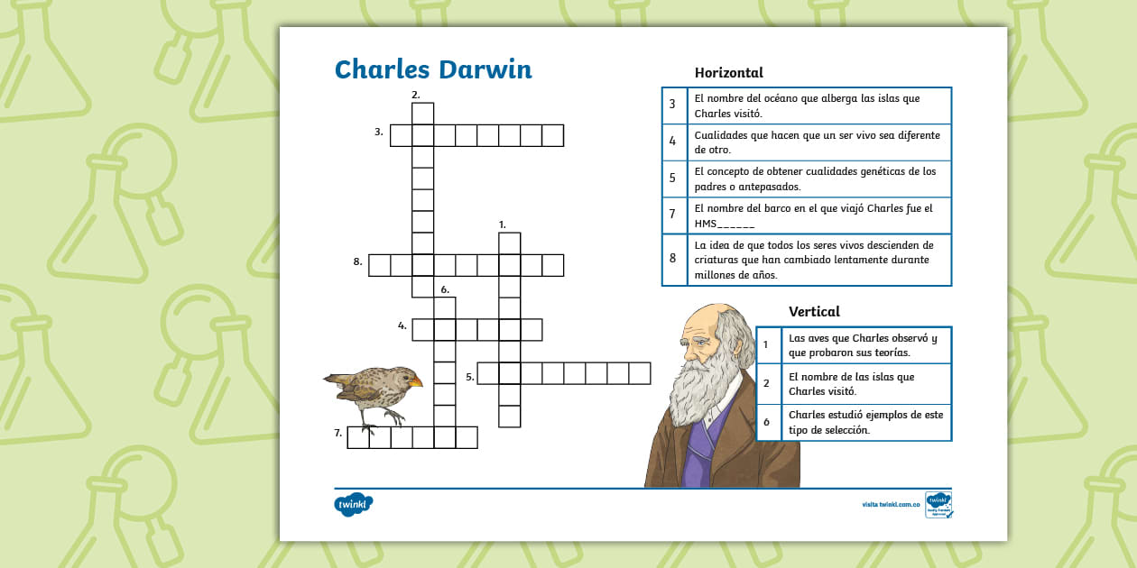 Crucigrama de Charles Darwin, herencia - Twinkl Colombia