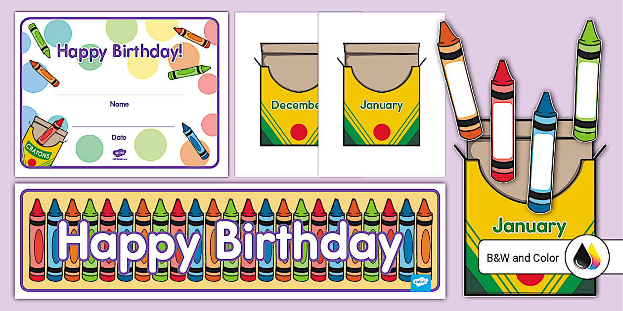 Crayon Birthday Board | Resource | Twinkl USA