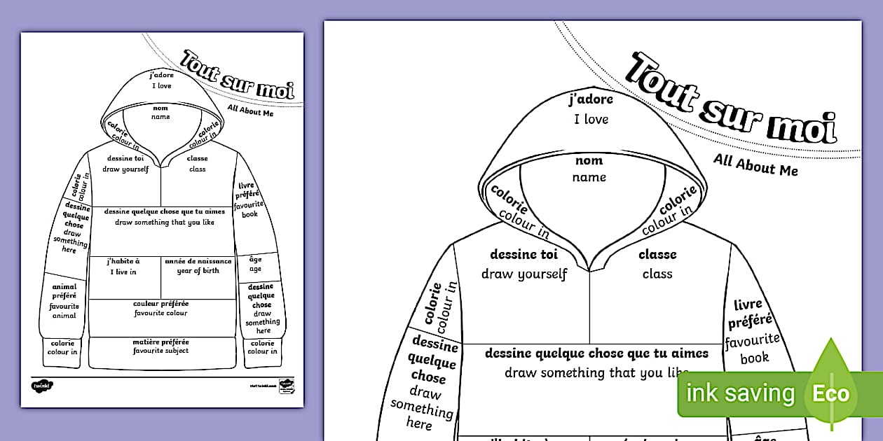 👉 French: All About Me Hoodie (teacher made) - Twinkl