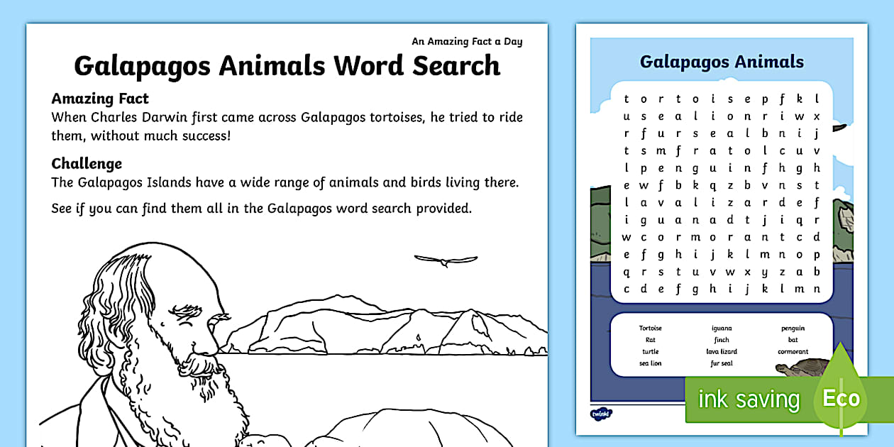 Galapagos Animals Word Search (teacher made) - Twinkl