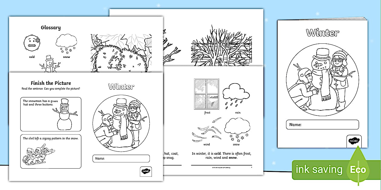 Read and Colour Non-Fiction Booklet: Winter - Twinkl