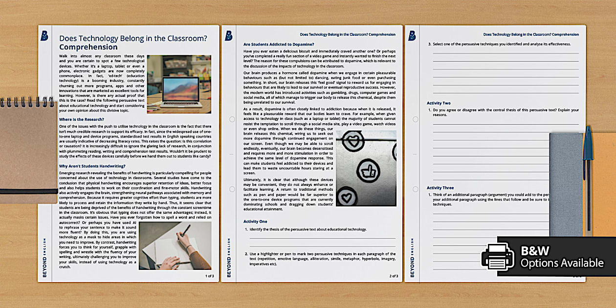 Does Technology Belong in the Classroom? Comprehension