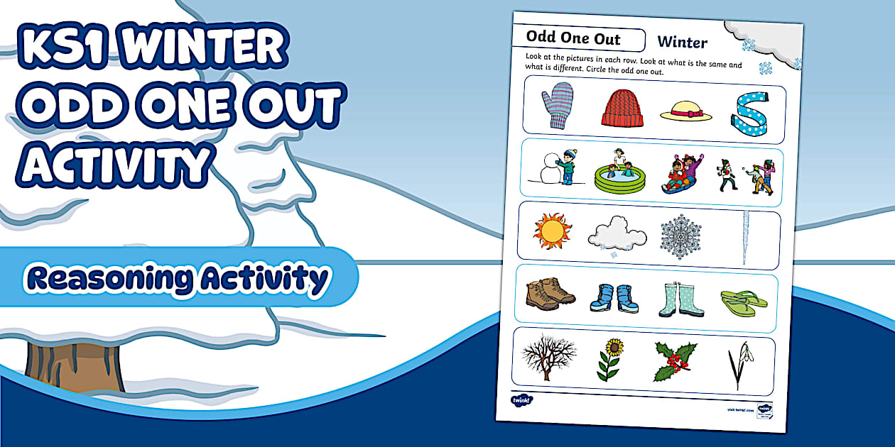 👉 KS1 Winter Odd One Out Worksheet - Twinkl
