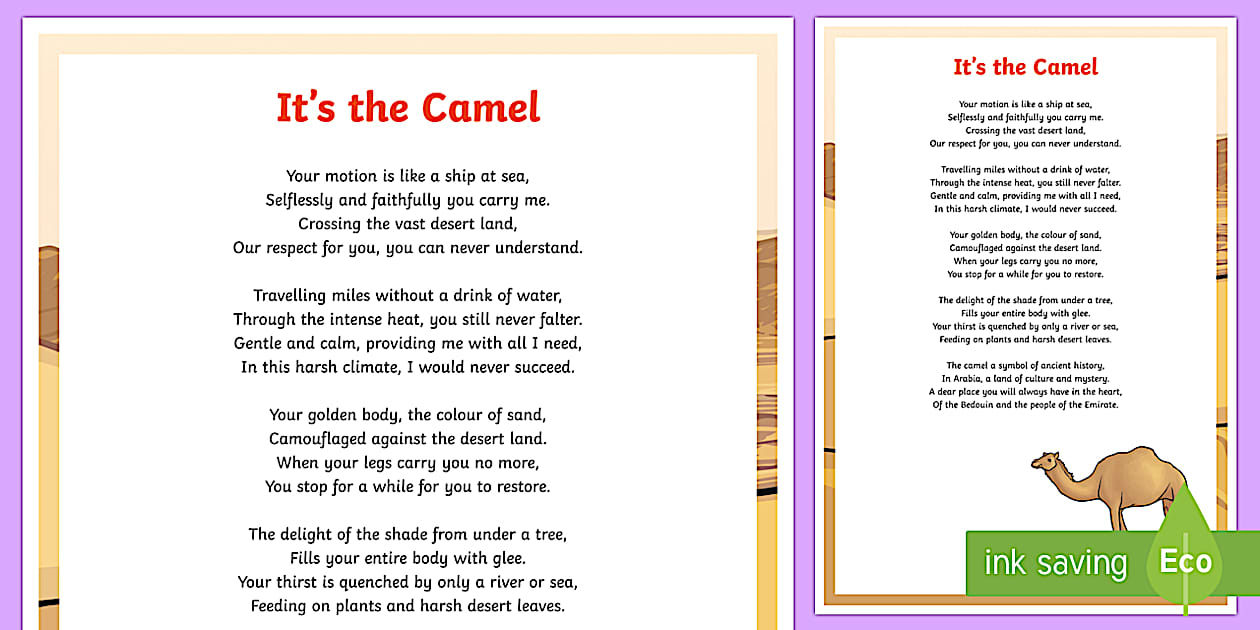The Camel Poem (teacher made) - Twinkl