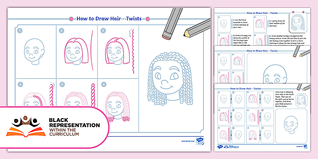 KS1 How to Draw Hair Twists (teacher made) - Twinkl
