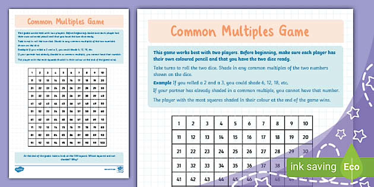 Common Multiples Game (Ages 10 - 11) (teacher made) - Twinkl