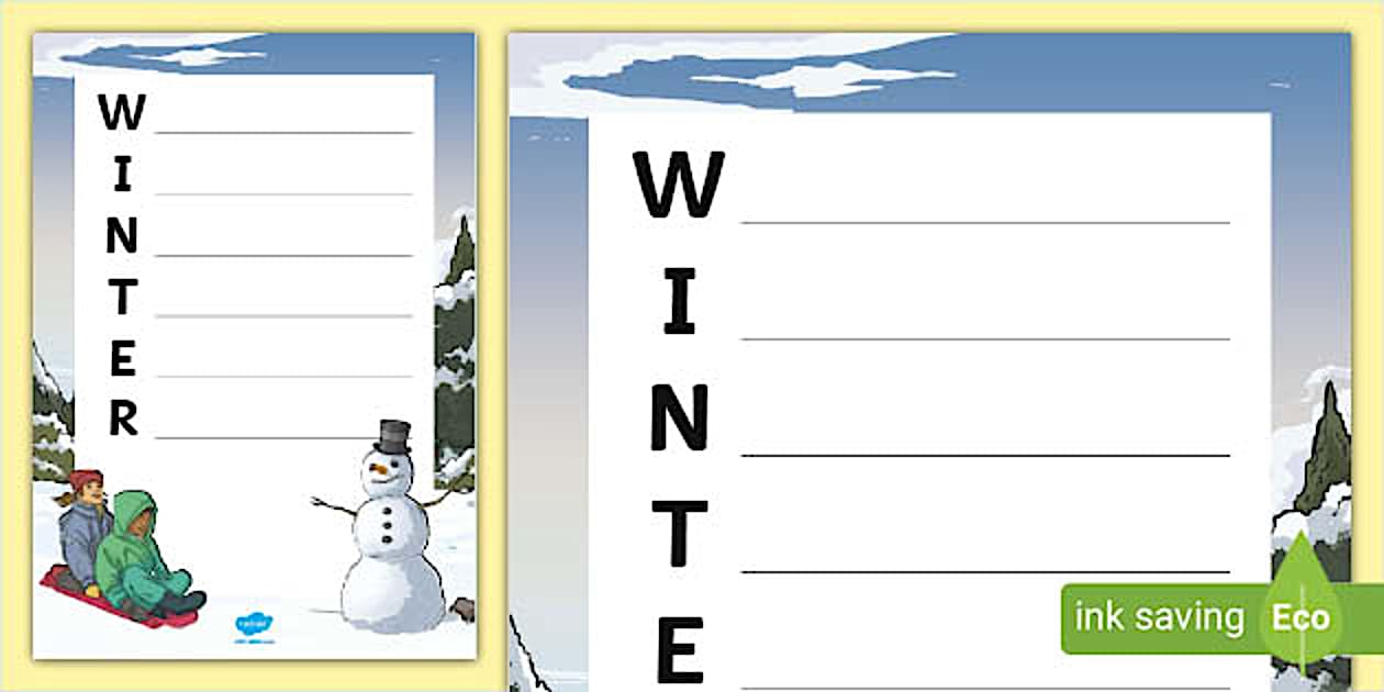 KS2 Winter Acrostic Poem Template - Twinkl