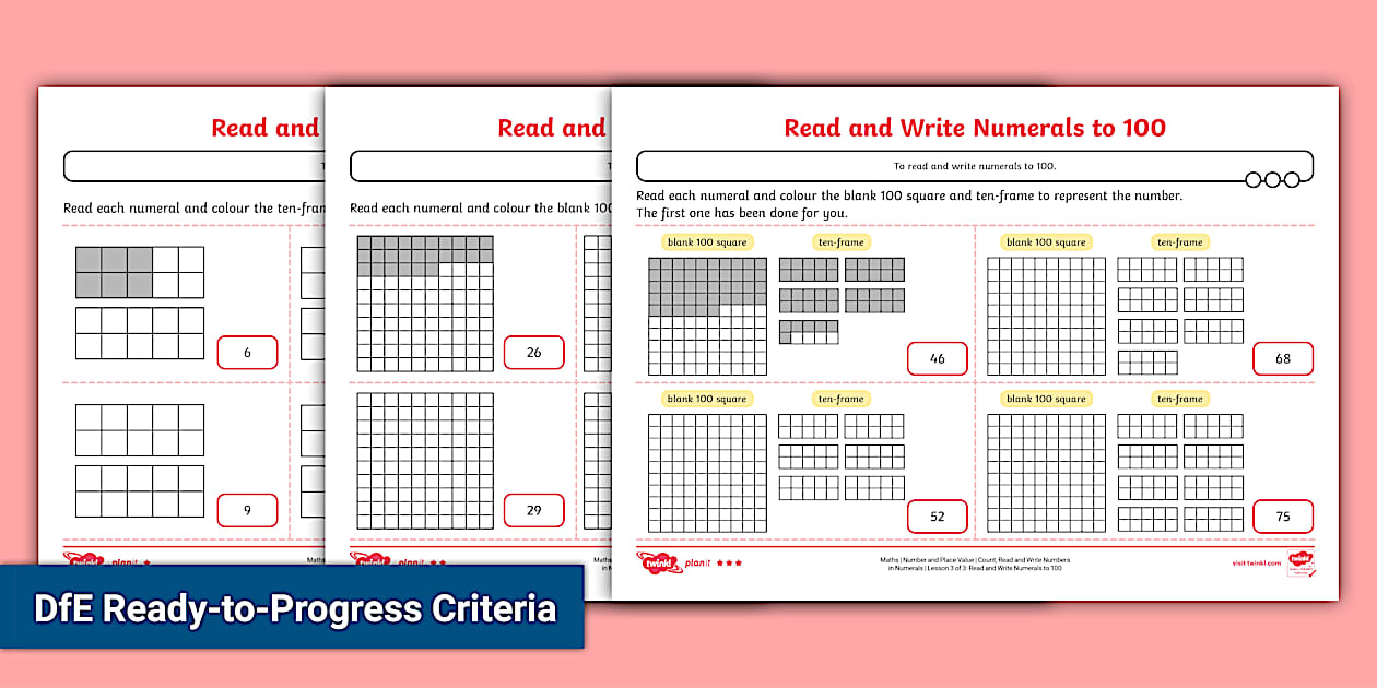 👉 Read and Write Numerals to 100 Differentiated Maths Activity Sheets