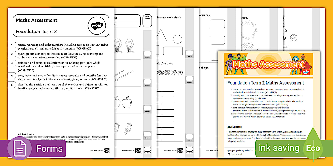 Foundation Term 2 Maths Assessment (teacher made) - Twinkl