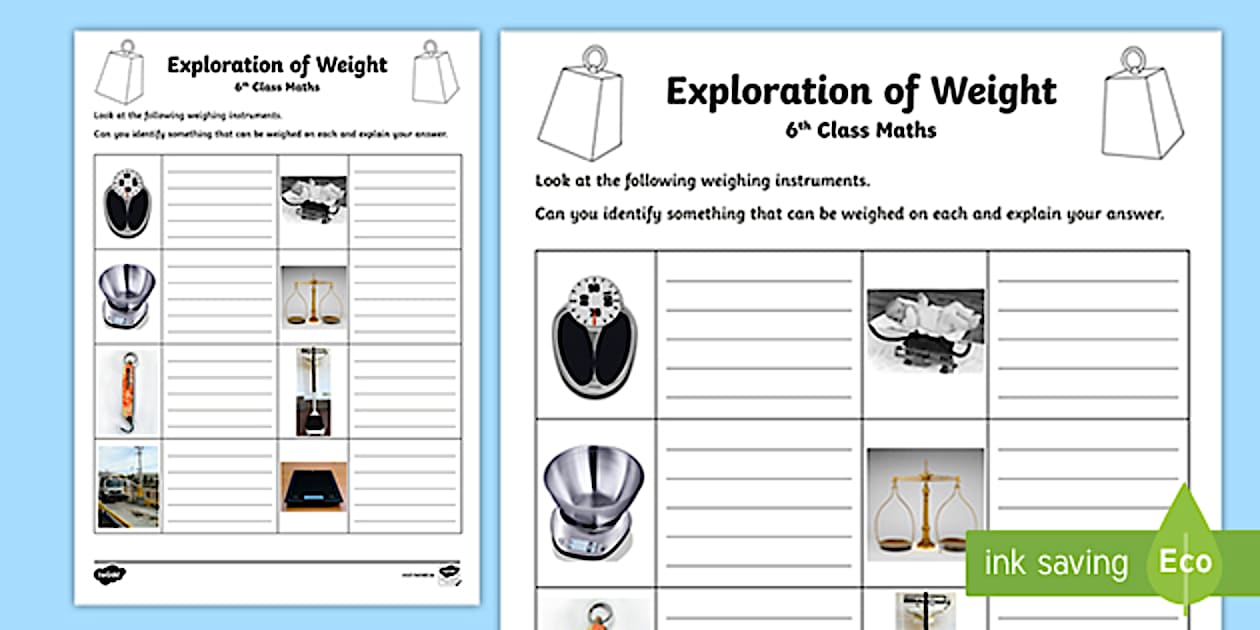 Exploration of Weight - Select and Use Appropriate Instruments of ...