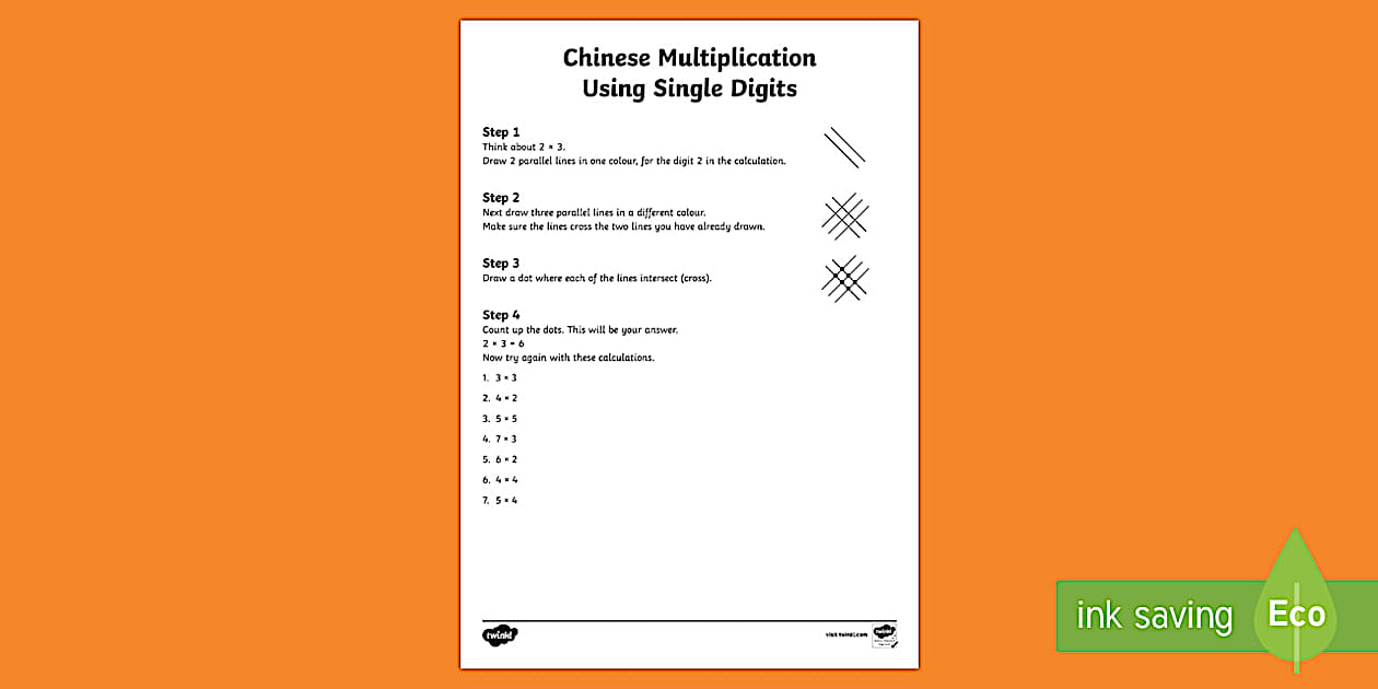 KS2 Chinese Multiplication with Single Digits Worksheet / Worksheet