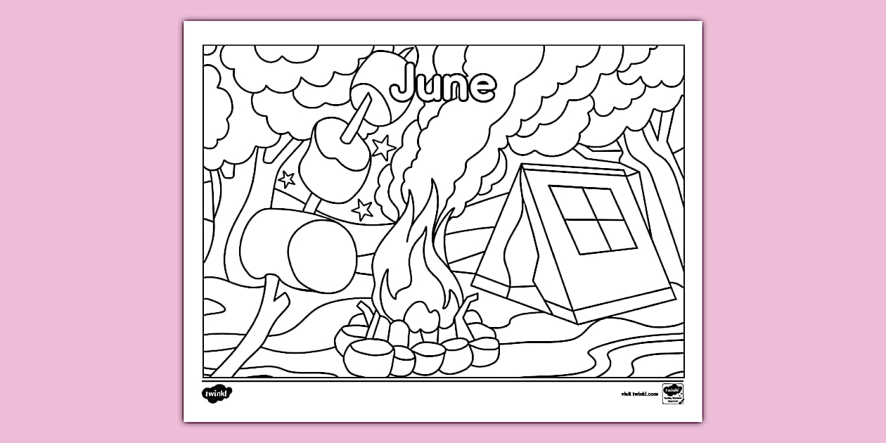 June Coloring Sheet (ティーチャーメイド) - Twinkl