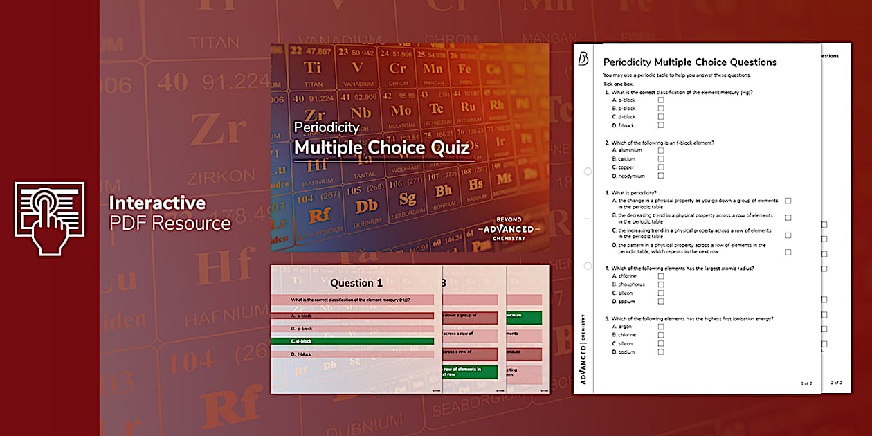 Periodicity Quiz Revision Pack | Beyond Chemistry - Twinkl