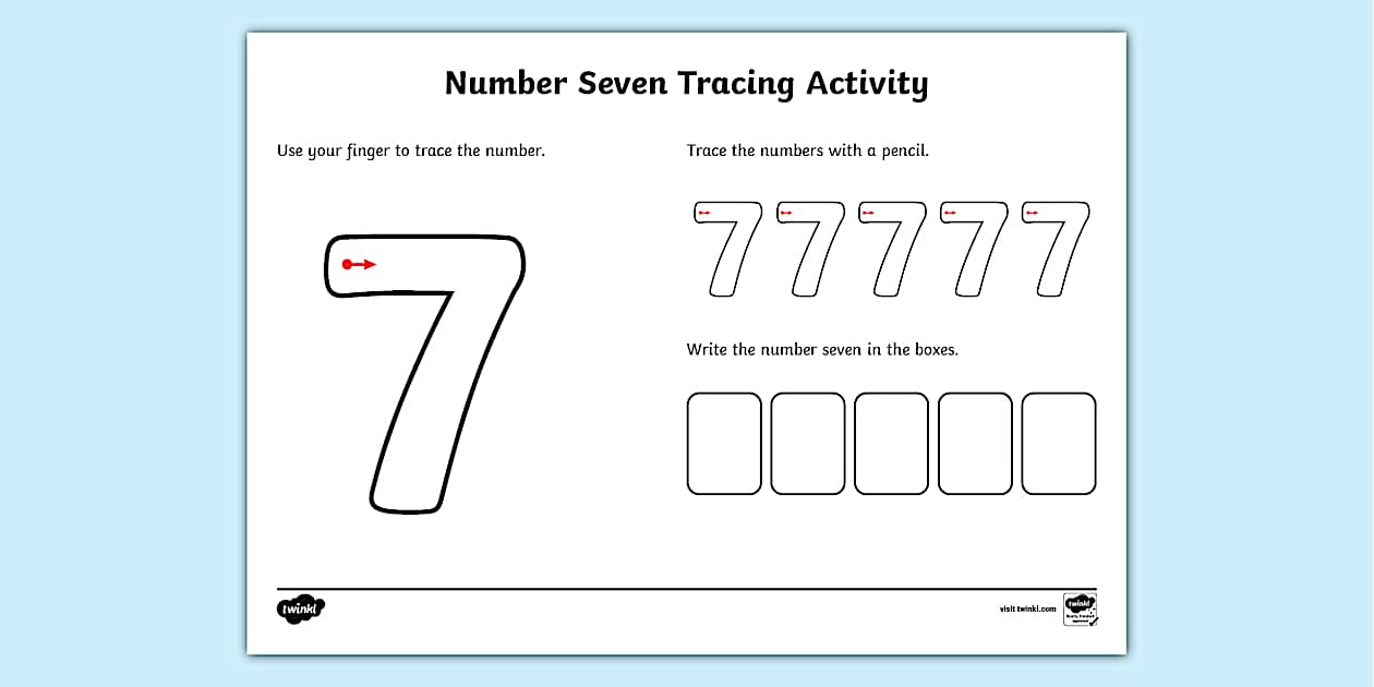 👉 Trace the Number 7 Activity (teacher made) - Twinkl