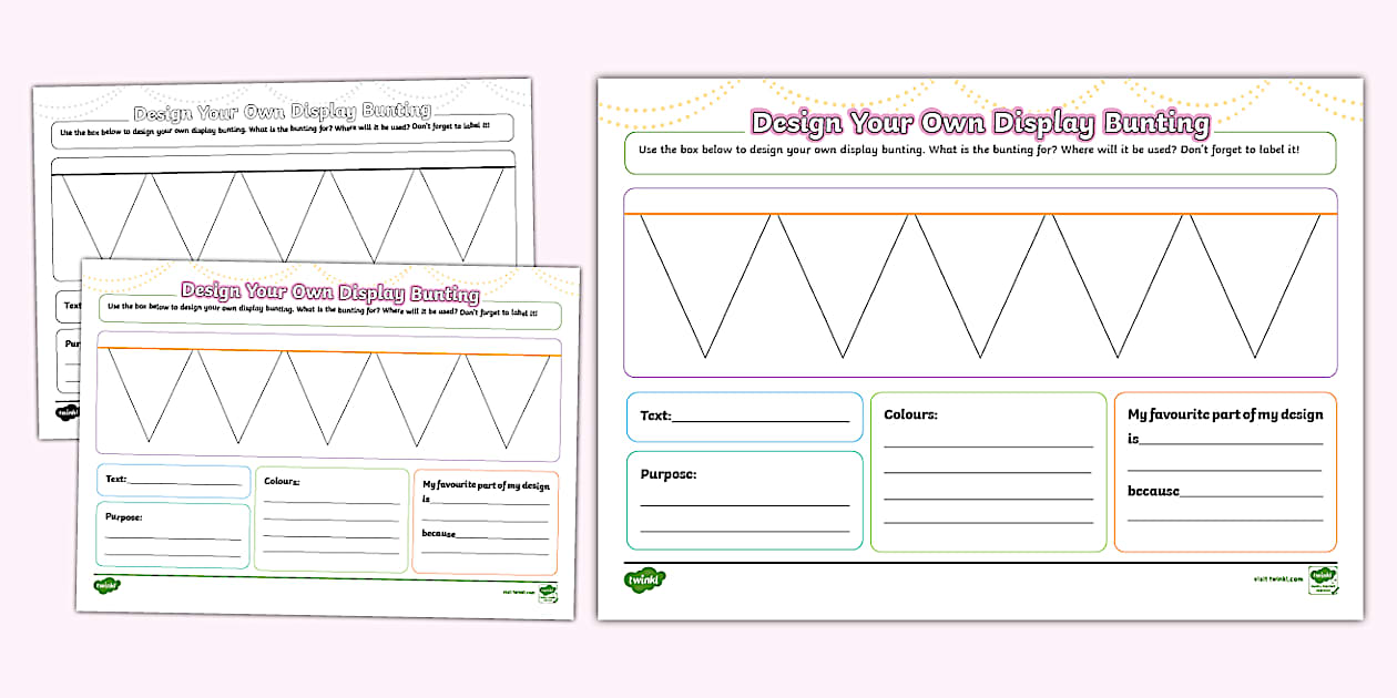 Design Your Own Display Bunting Worksheet (teacher made)