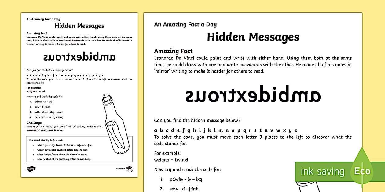 Hidden Messages Worksheet / Worksheet (teacher made)