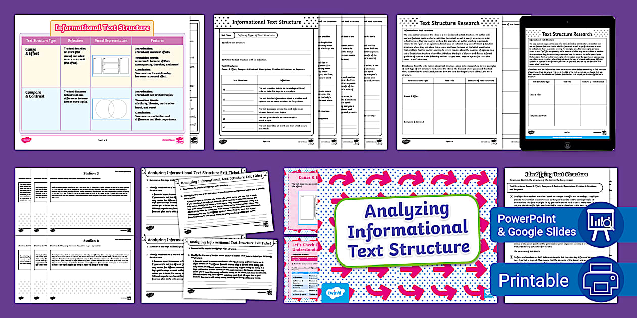 6th Grade Nonfiction Text Structures Pack | Twinkl USA