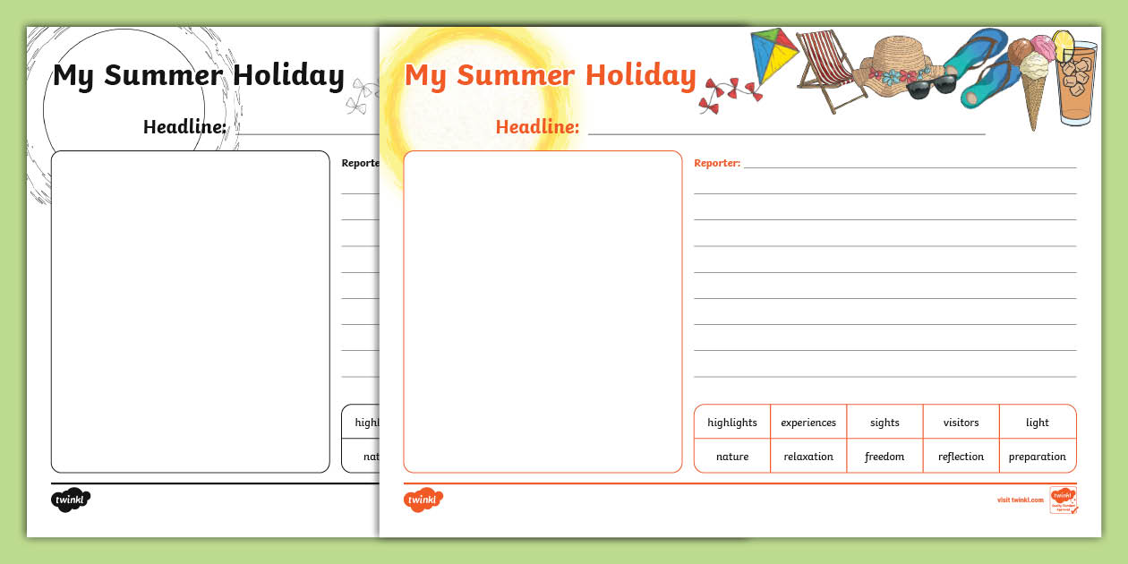 Summer Recount Newspaper Template (teacher made) - Twinkl