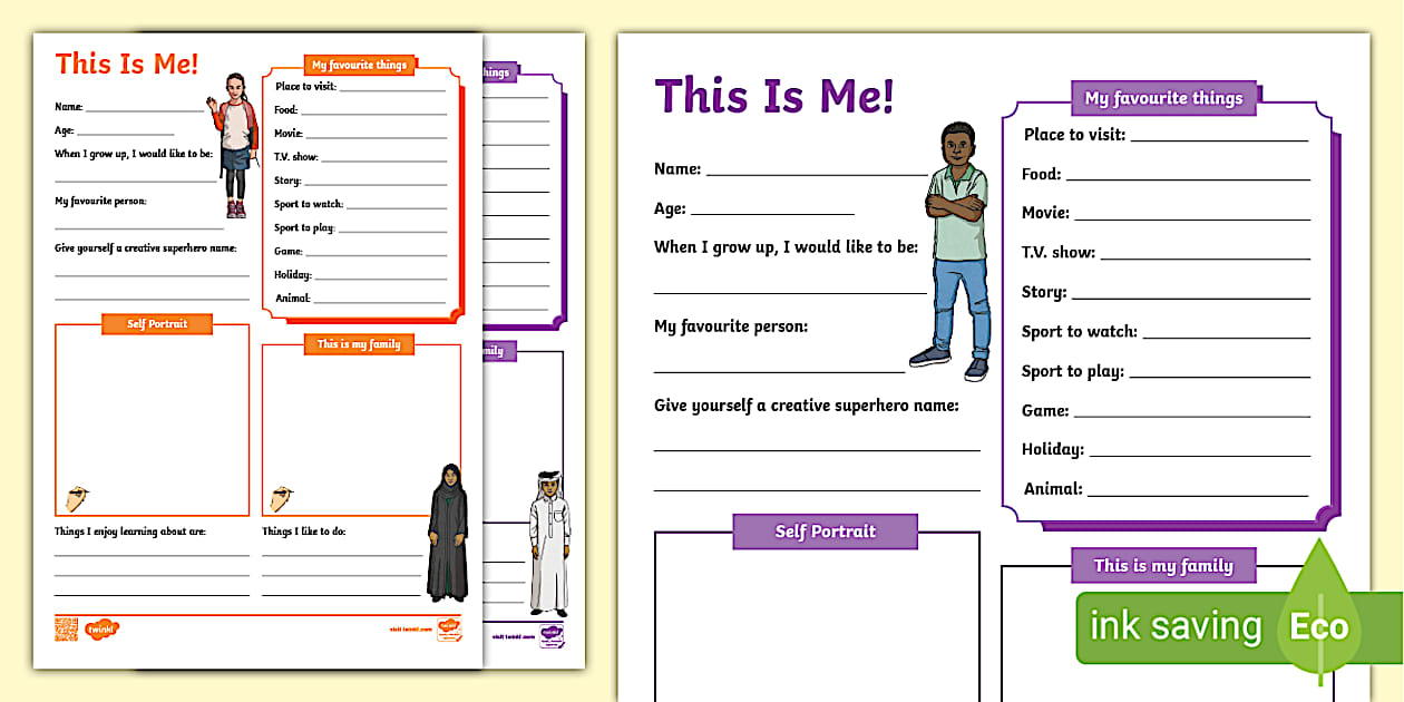 This Is Me Worksheet (Teacher-Made) - Twinkl