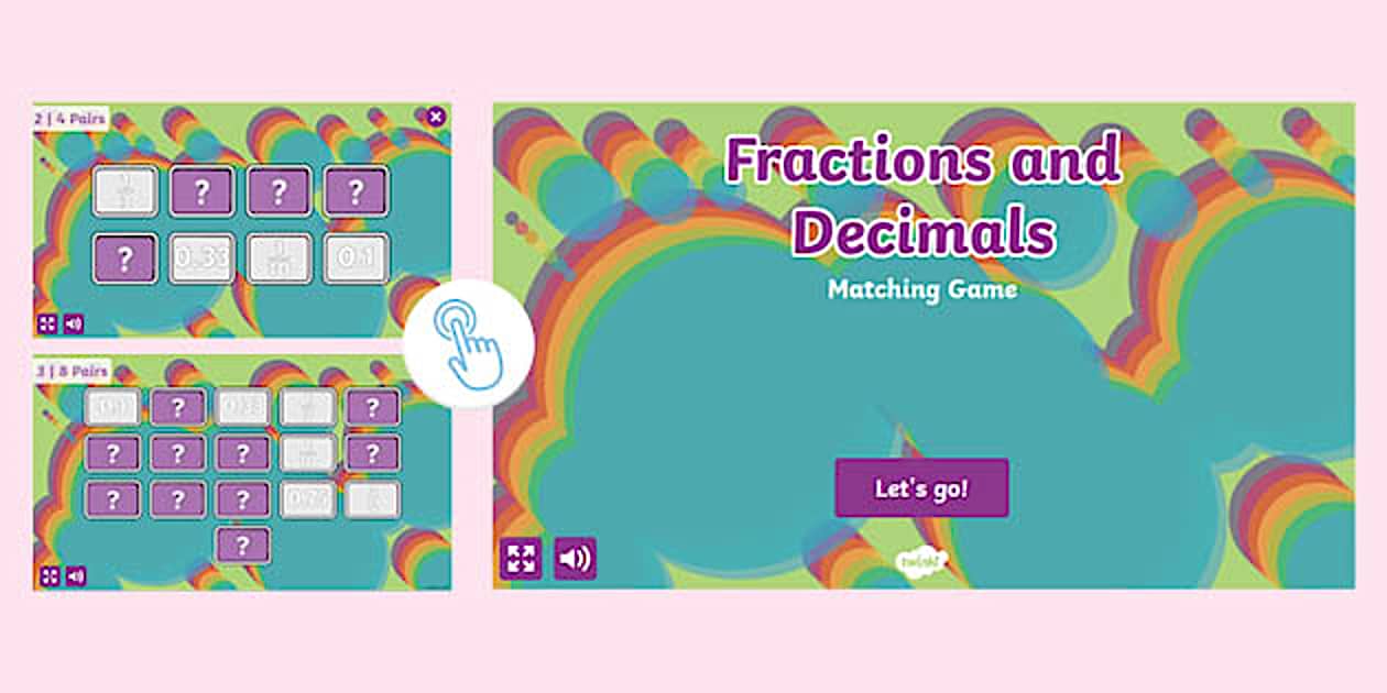 Matching Fractions and Decimals Interactive Game - Twinkl