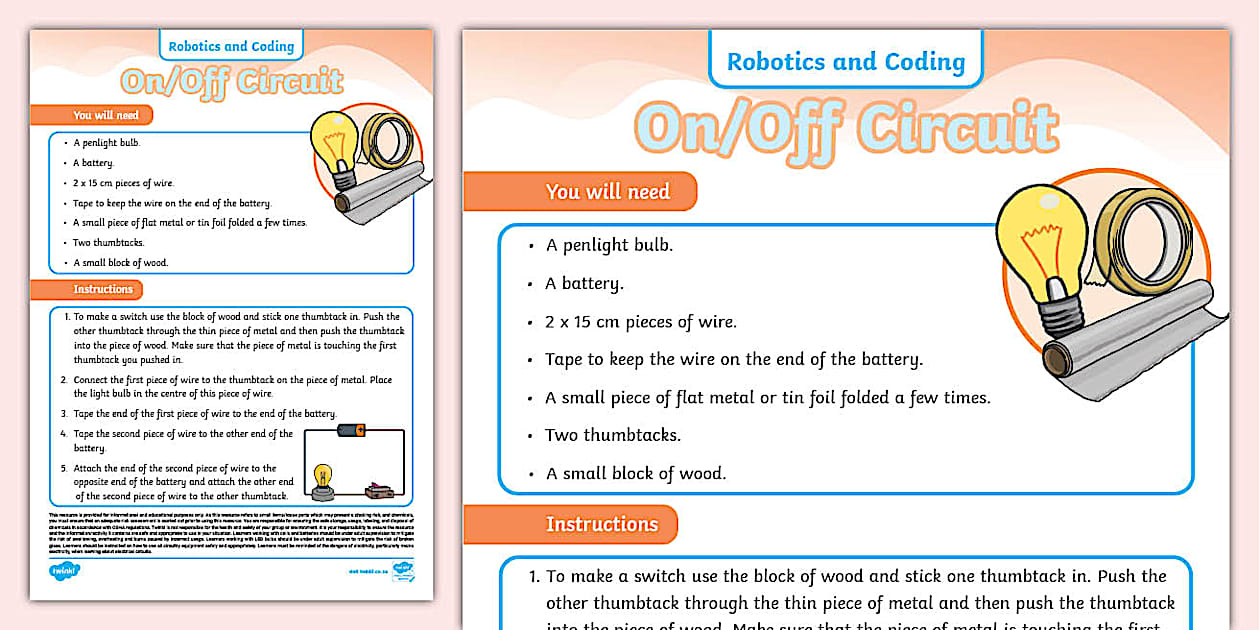 Robotics and Coding - A Simple On/Off Circuit. - Twinkl